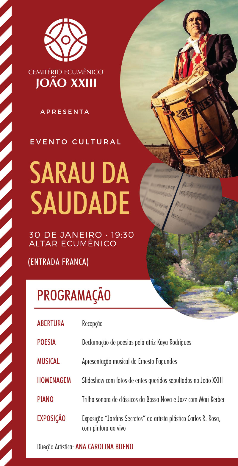 Convite para o Evento Cultural Sarau da Saudade - 30/01, às 19h30, no ...