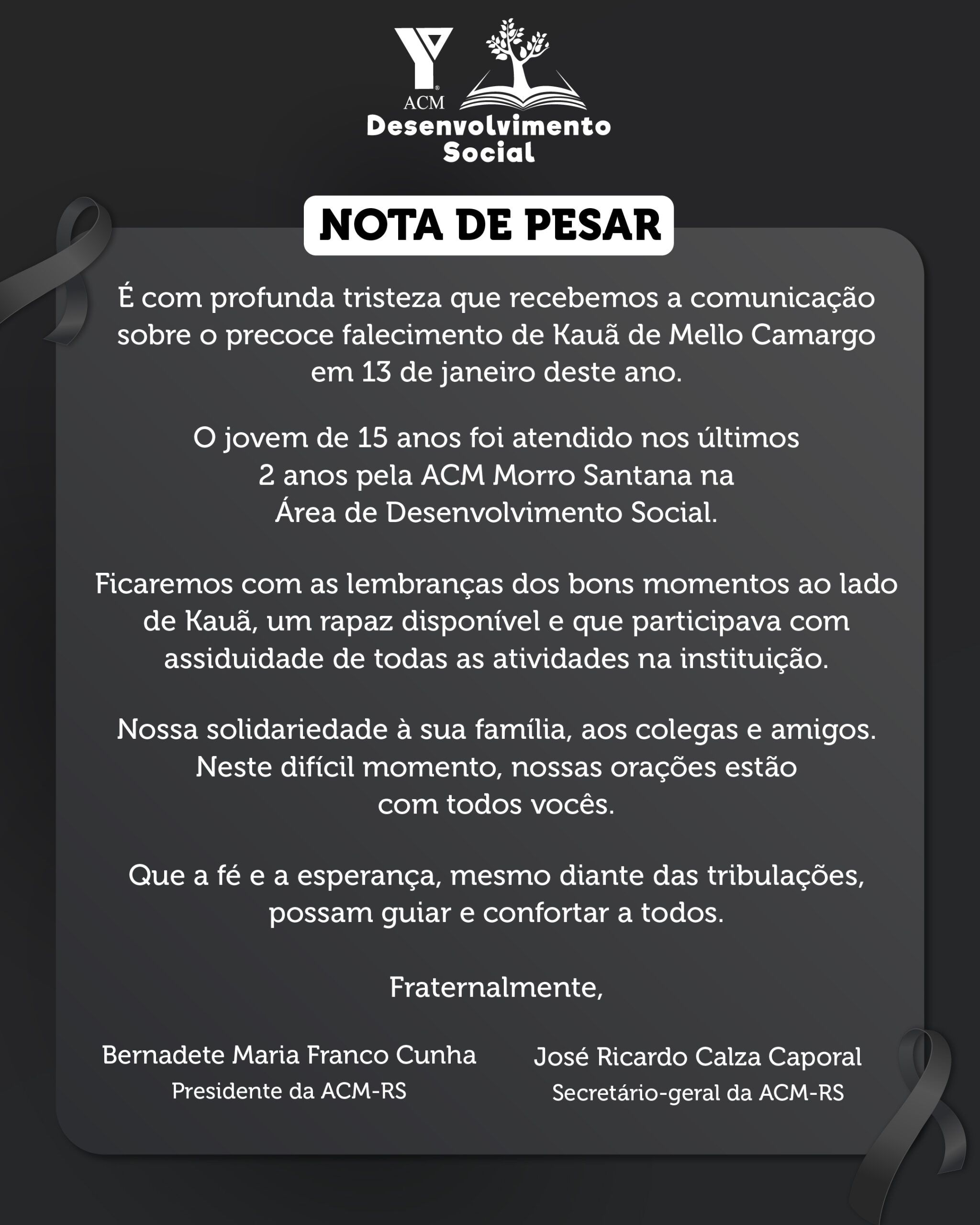 Nota de pesar | ACM-RS